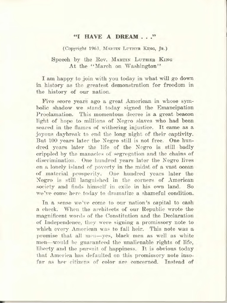 I Have A Dream Speech PDF | PDF | Business
