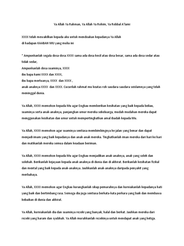 Contoh Kiriman Doa Org Ke Mekah | PDF