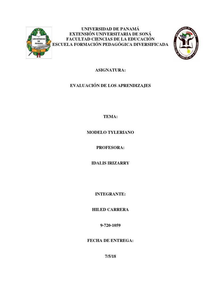 Análisis del Modelo Tyleriano de Evaluación de Aprendizajes desde la ...