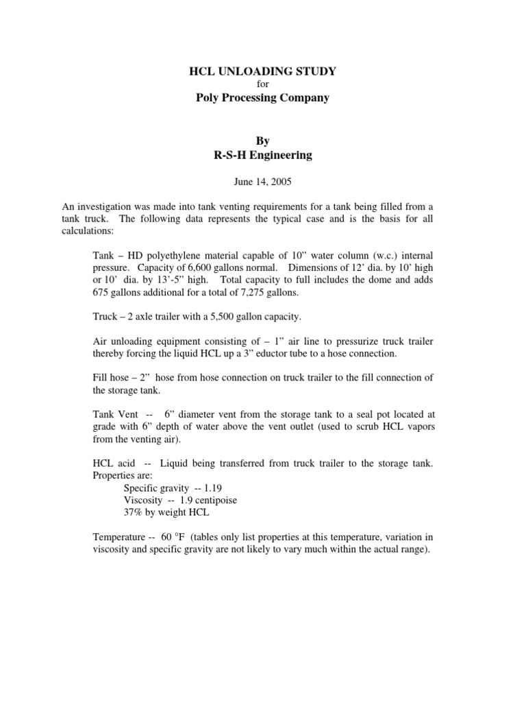 HCL Unloading Study | PDF | Pressure | Liquids