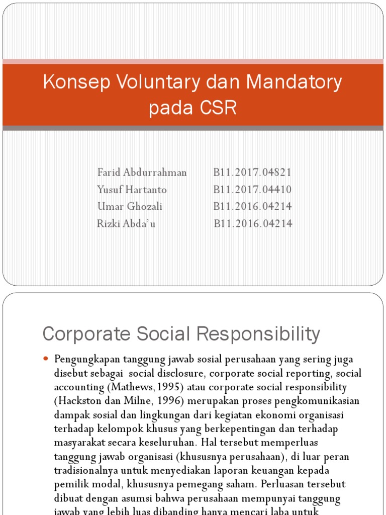 CSR: Voluntary vs Mandatory | PDF