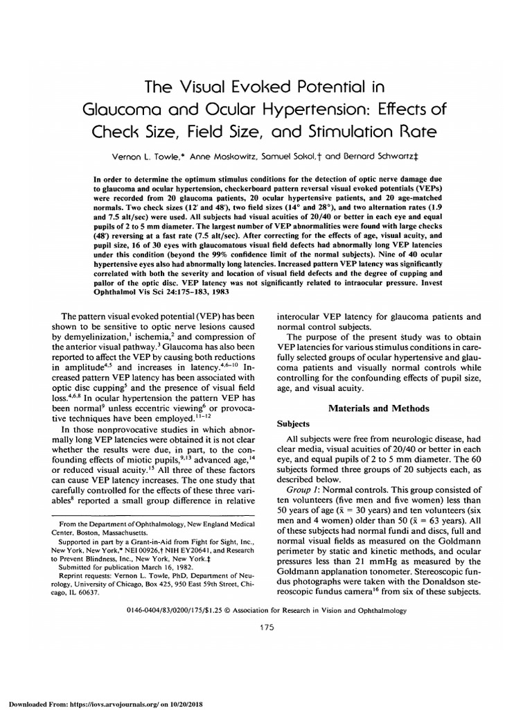 The Visual Evoked Potential in Glaucoma and Ocular Hypertension ...