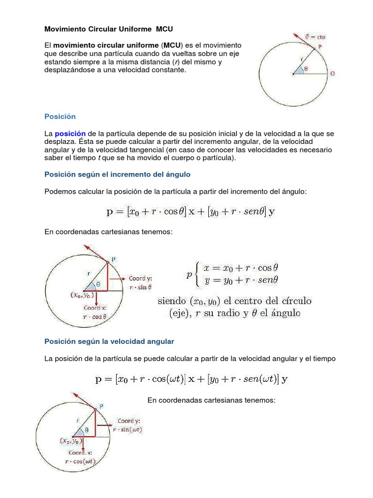 Movimiento Circular Uniforme MCU | PDF | Aceleración | Movimiento (física)