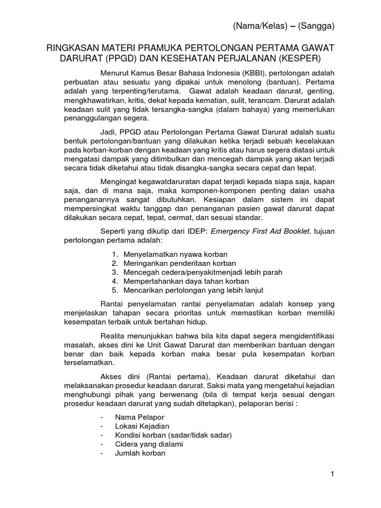 Ringkasan Materi Pramuka PPGD & Kesper (20.01.2017) | PDF