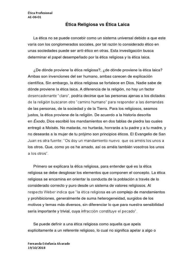 Ética Religiosa y Laica: Comparativa | PDF | Moralidad | Tolerancia