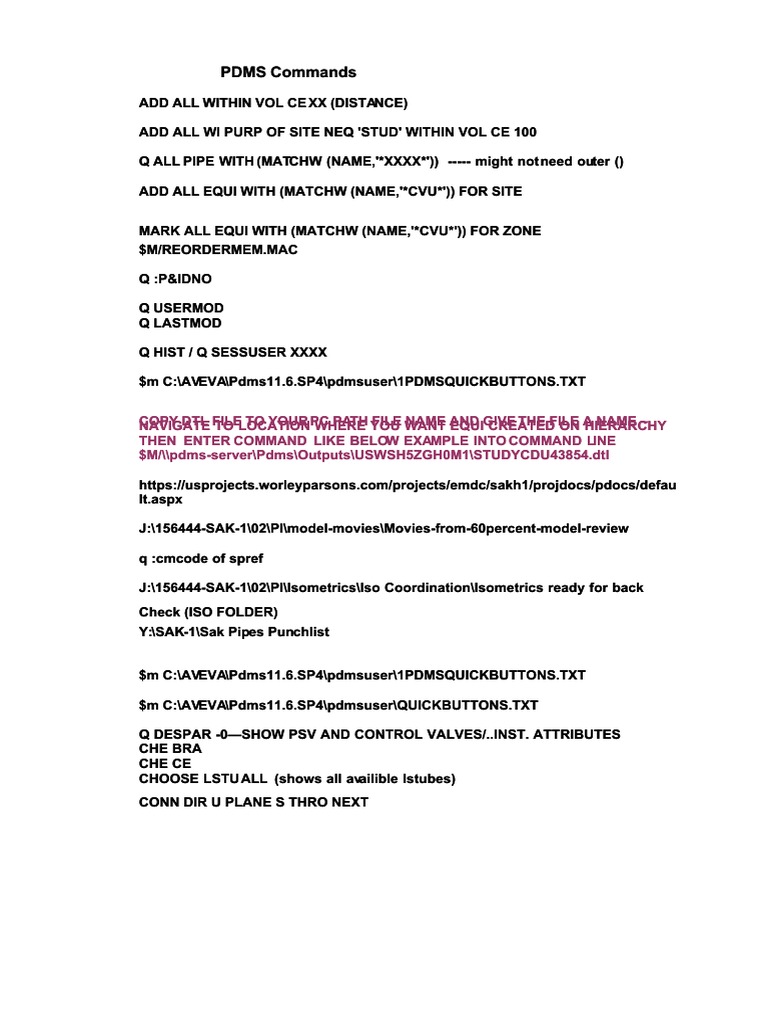 PDMS Common Commands PDF | PDF | Computing