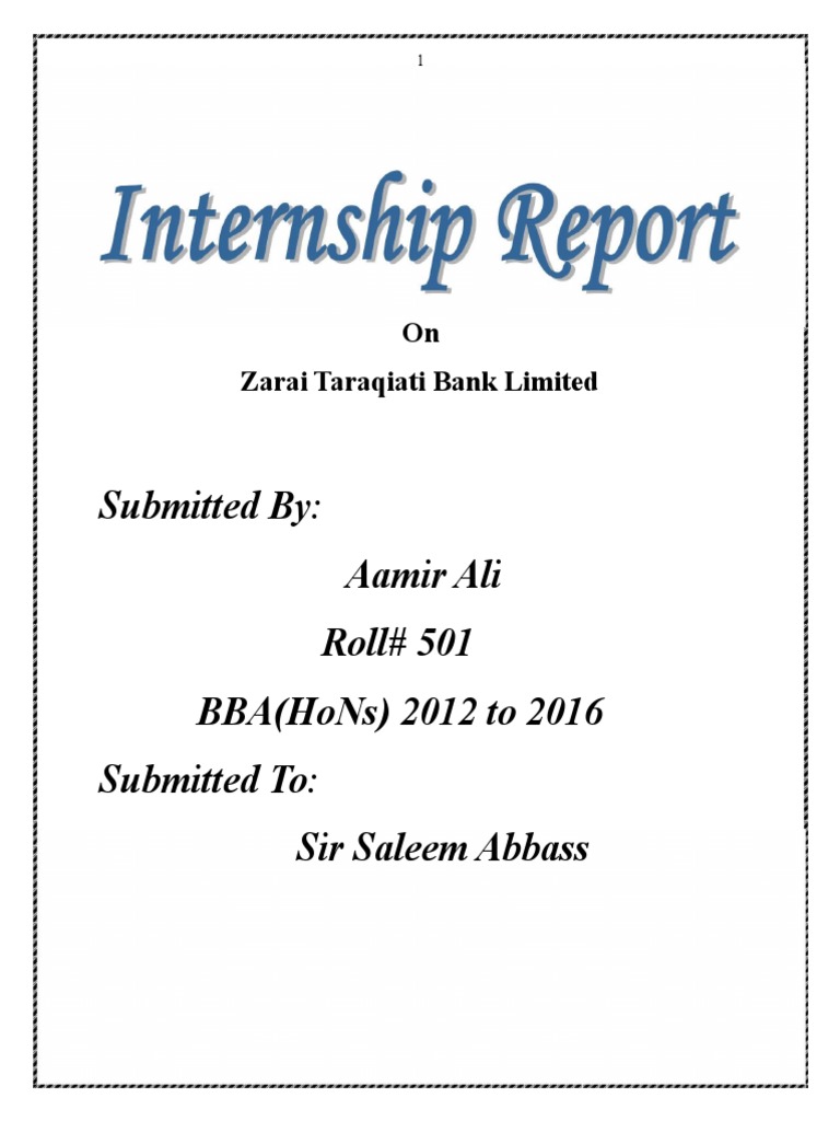 Internship Report On ZTBL | PDF | Banks | Accounting