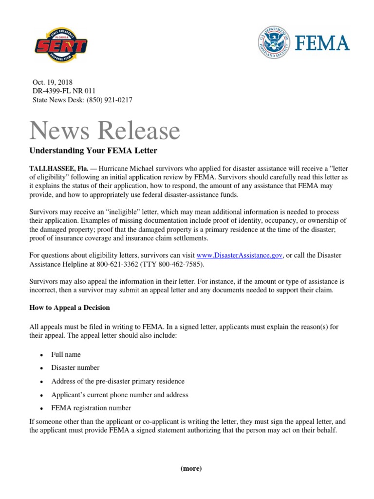 DR-4399-FL NR 011 Understanding Your FEMA Letter | PDF | Federal Emergency Management Agency ...