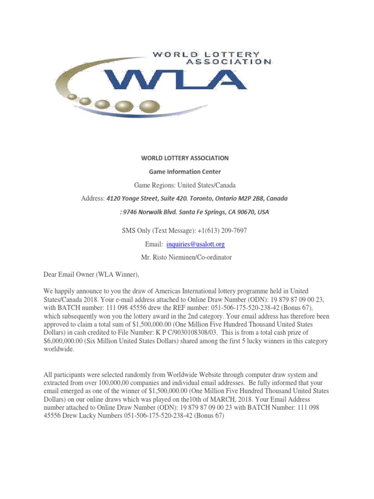 (Wla) w0rld L0ttery Wlnner | PDF | Lottery | Cyberspace