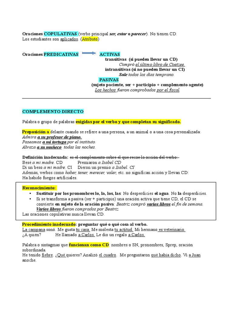 Complementos | PDF | Verbo | Asunto (gramática)