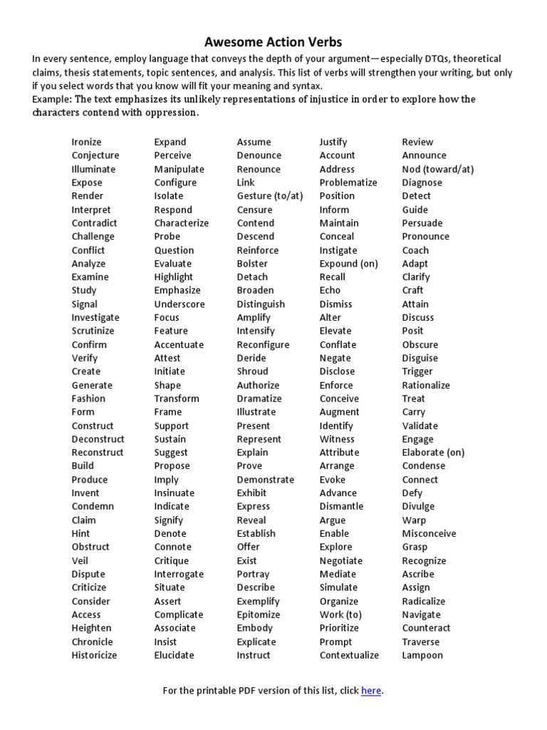Awesome Action Verbs | PDF | Deconstruction | Philosophical Movements
