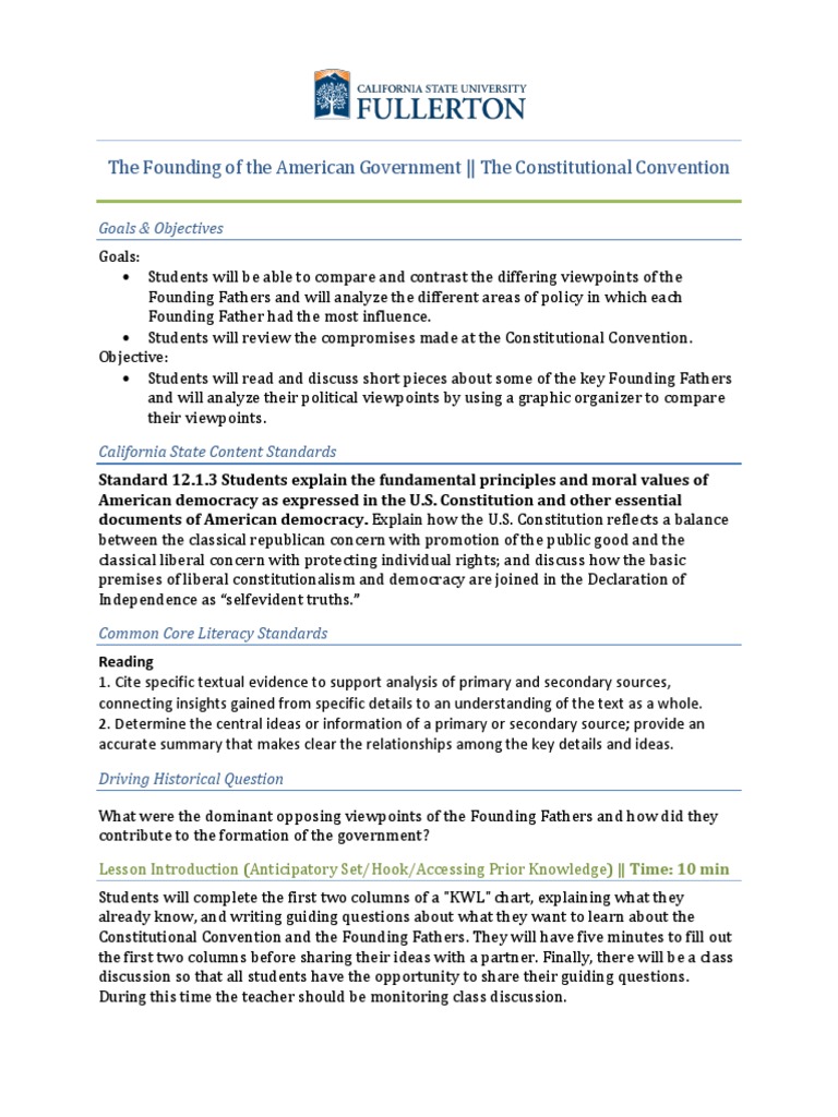 Founding Fathers and the Constitution | PDF | Liberalism ...