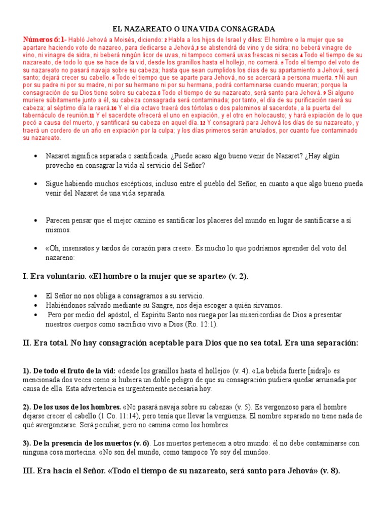 El Nazareato o Una Vida Consagrada | PDF | Biblia | Religión y creencia