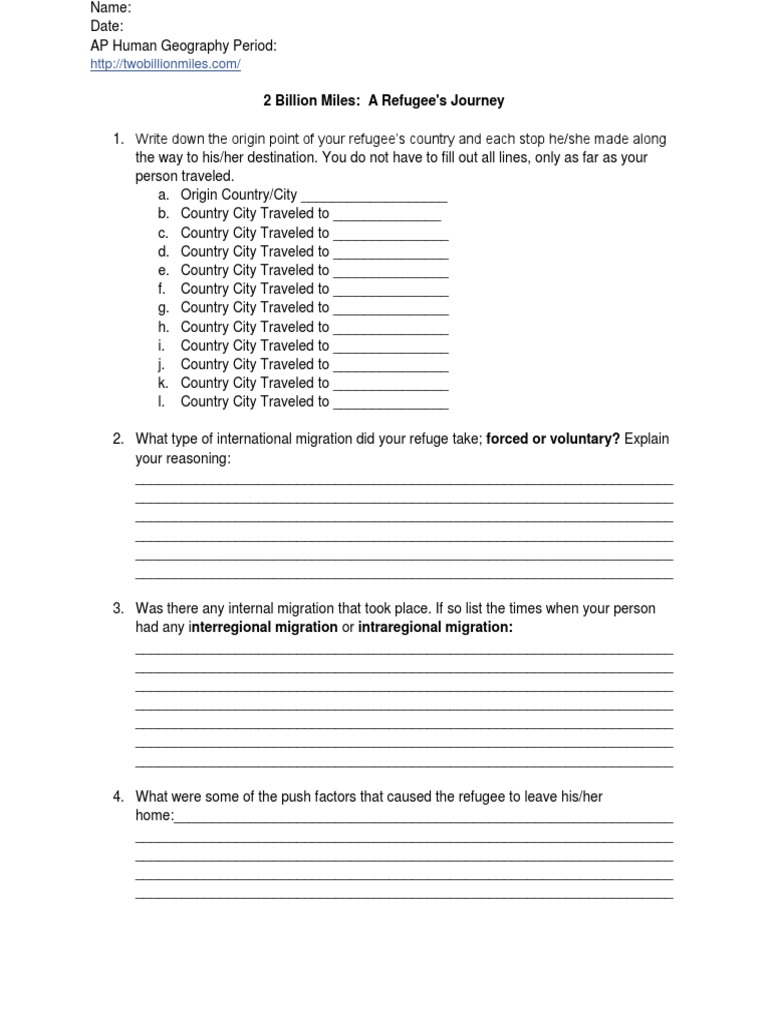 2 Billion Miles Interactive Questions 1 | PDF | Human Migration ...