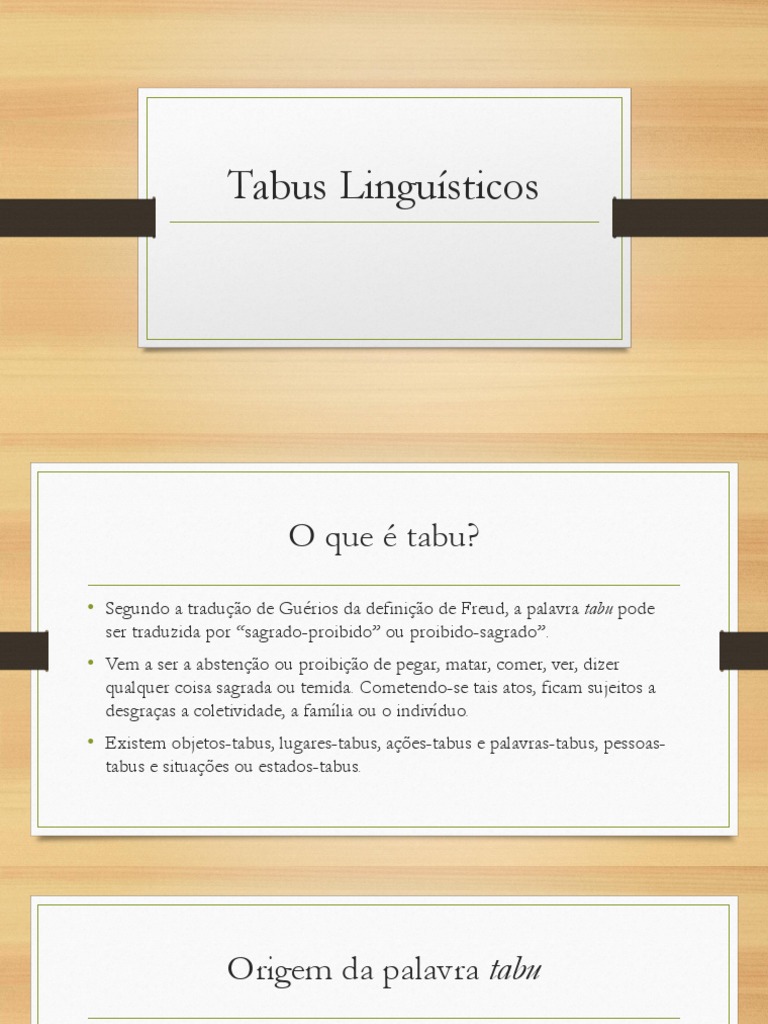 Tabus Linguísticos: Origens, Tipos e Exemplos de Substituições | PDF ...