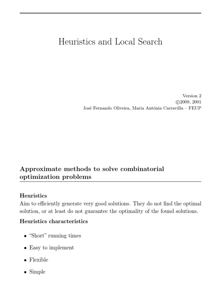 Heuristics And Local Search Pdf Graph Theory Mathematical