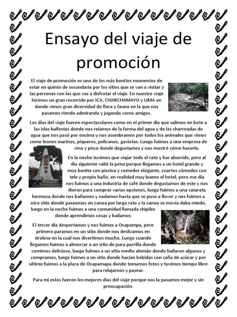 Ensayo Del Viaje de Promoción | PDF