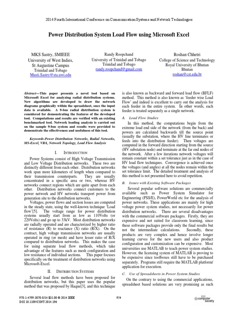 Power Distribution System Load Flow Usin PDF | PDF | Spreadsheet ...