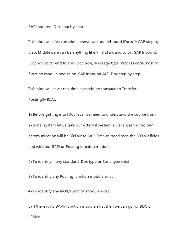 SAP Inbound IDoc Step by Step | PDF | Electronic Data Interchange | Interface (Computing)