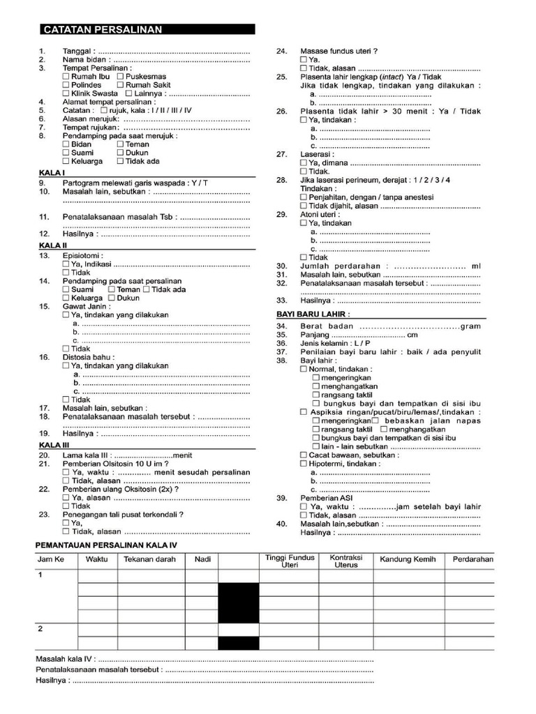 Lembar Partograf PDF | PDF