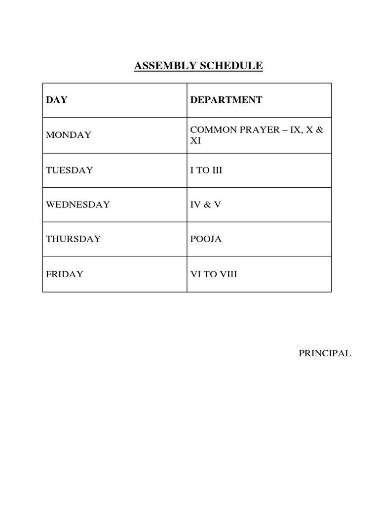 Assembly Schedule | PDF