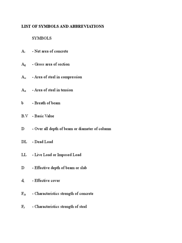 List of Symbols and Abbreviations for Highway Engineering Design ...