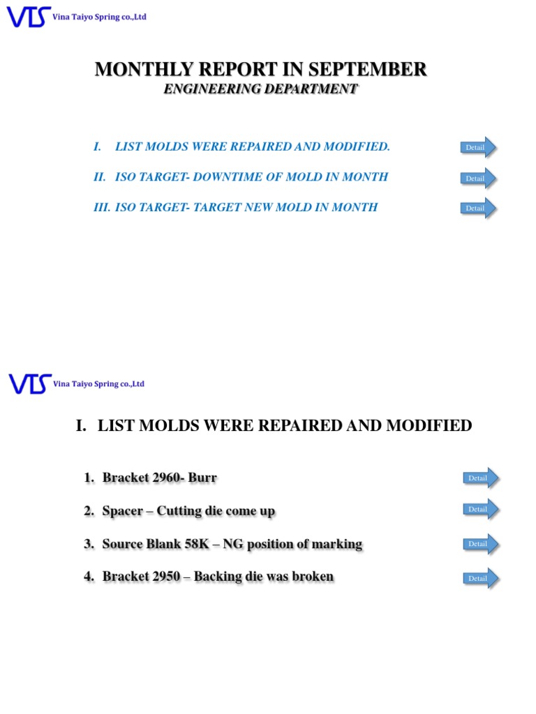 Monthly Report in September: Engineering Department | PDF