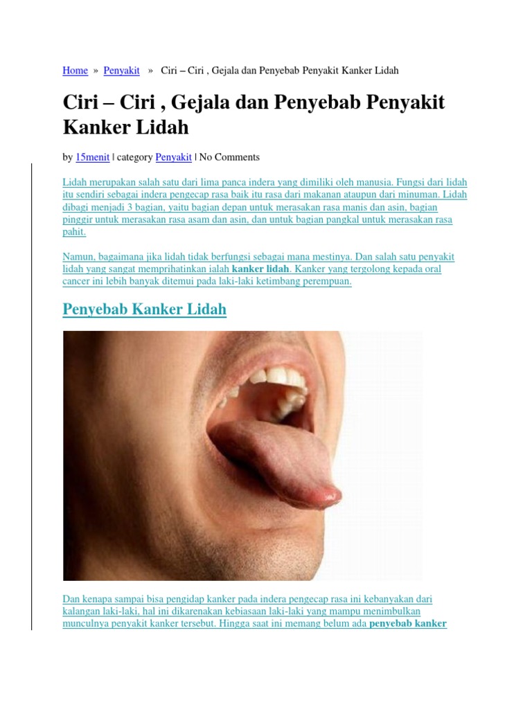 Ciri dan Gejala Kanker Lidah | PDF