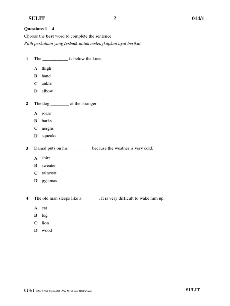 Set 2 Paper 1 Pre Upsr 2015 | PDF