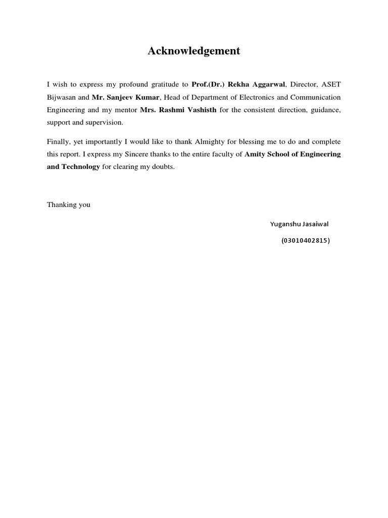 Acknowledgement: and Technology For Clearing My Doubts | PDF
