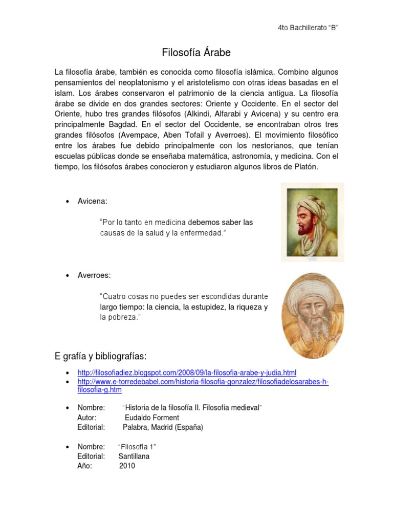 Filosofía Árabe y Judía en Bachillerato | PDF | Filosofía islámica ...