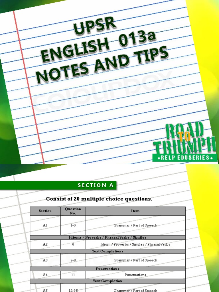 Tips Upsr Section A | PDF | Question | Part Of Speech