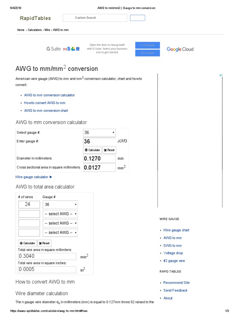 AWG To MM - mm2 - Gauge To MM Conversion | PDF | Wire | Manufactured Goods