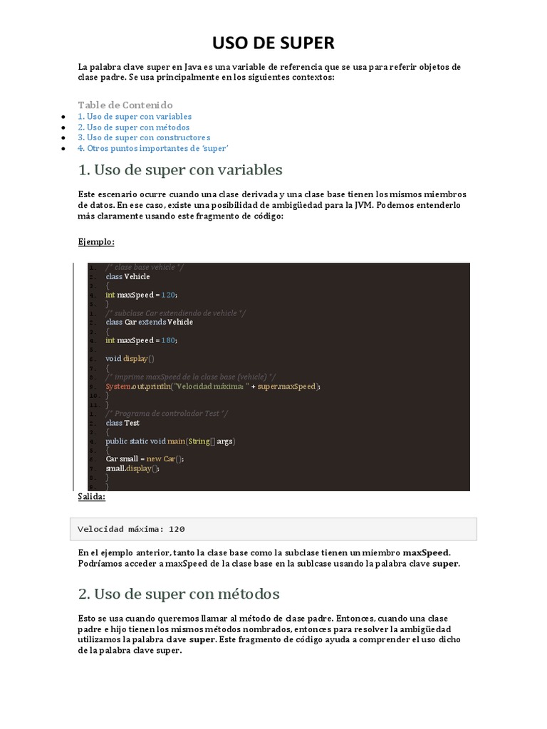 Uso de Super | PDF | Constructor (Programación Orientada a Objetos ...