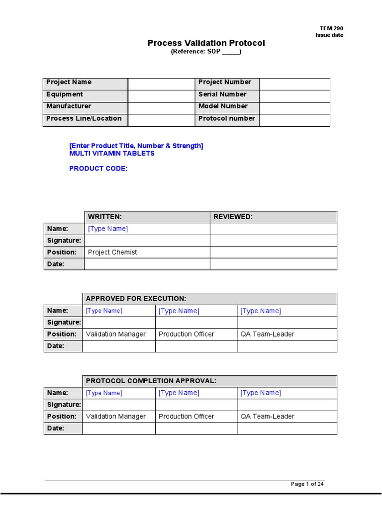 Process Validation Template Free Process Validation Protocol Template