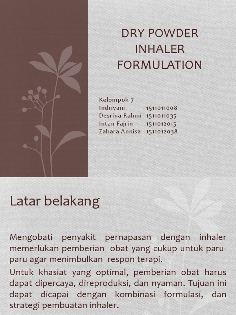 Dry Powder Inhaler Formulation | PDF