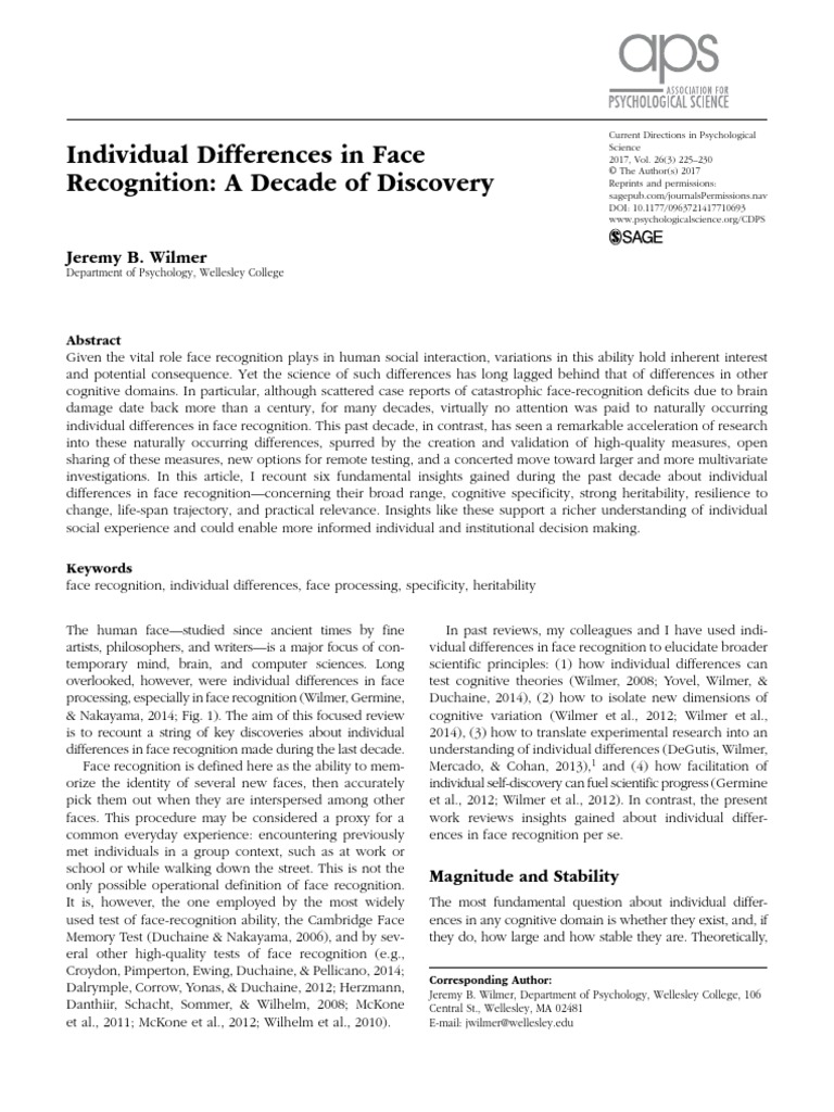 Recognition Facial 2017 Paper | PDF | Intelligence Quotient | Cognition