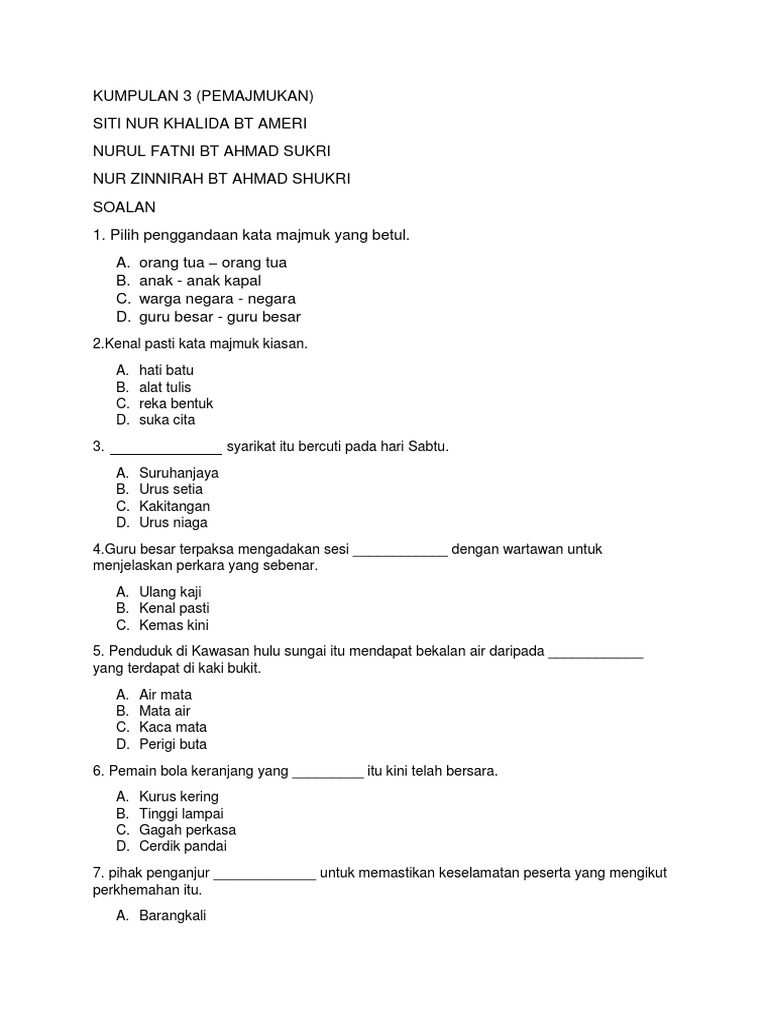 Quiz Pemajmukan | PDF