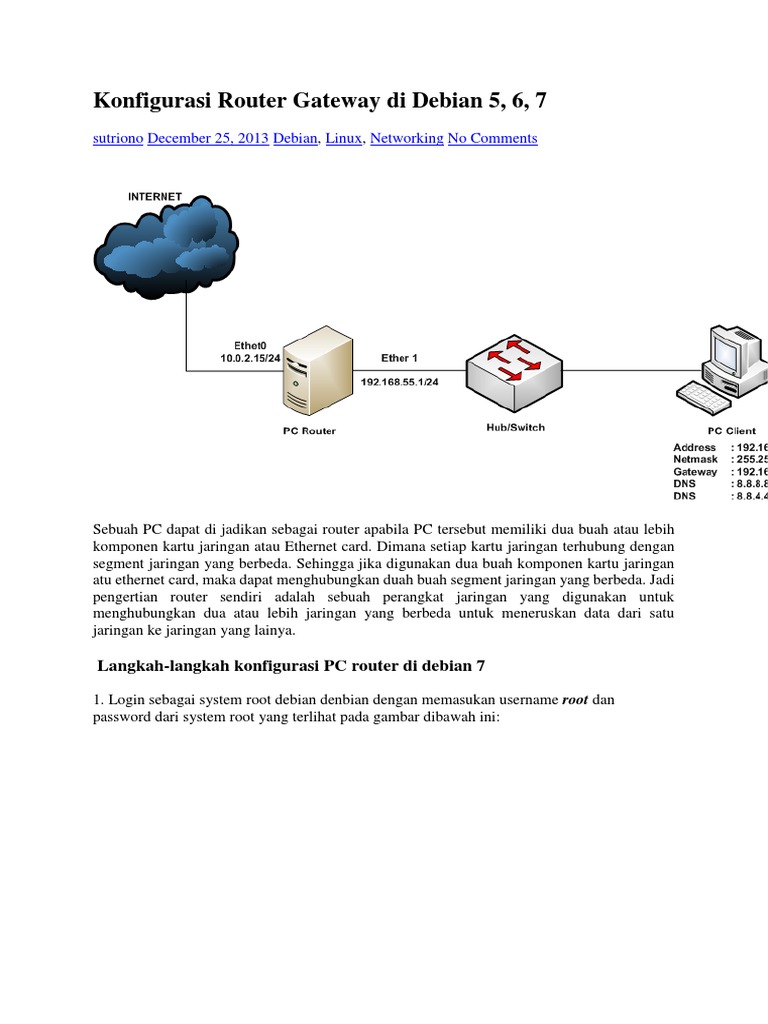 Konfigurasi Router Gateway Di Debian 6. | PDF
