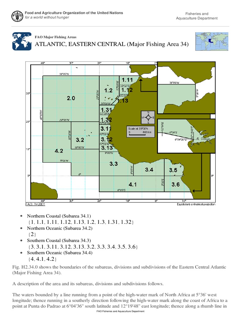FAO Major Fishing Area 34 Overview | PDF | Longitude | Atlantic Ocean