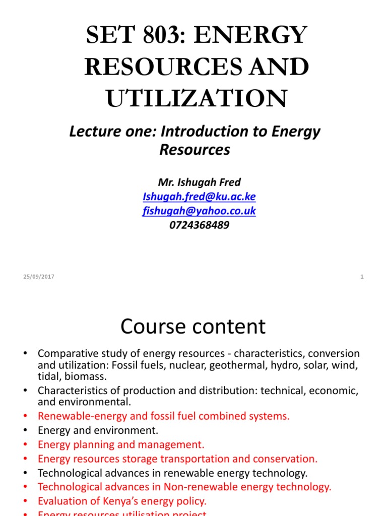 LECTURE 1-Introduction To Energy Resources | PDF | Energy Development ...