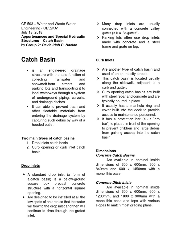 Catch Basin Engineering Guide | PDF | Storm Drain | Environmental ...