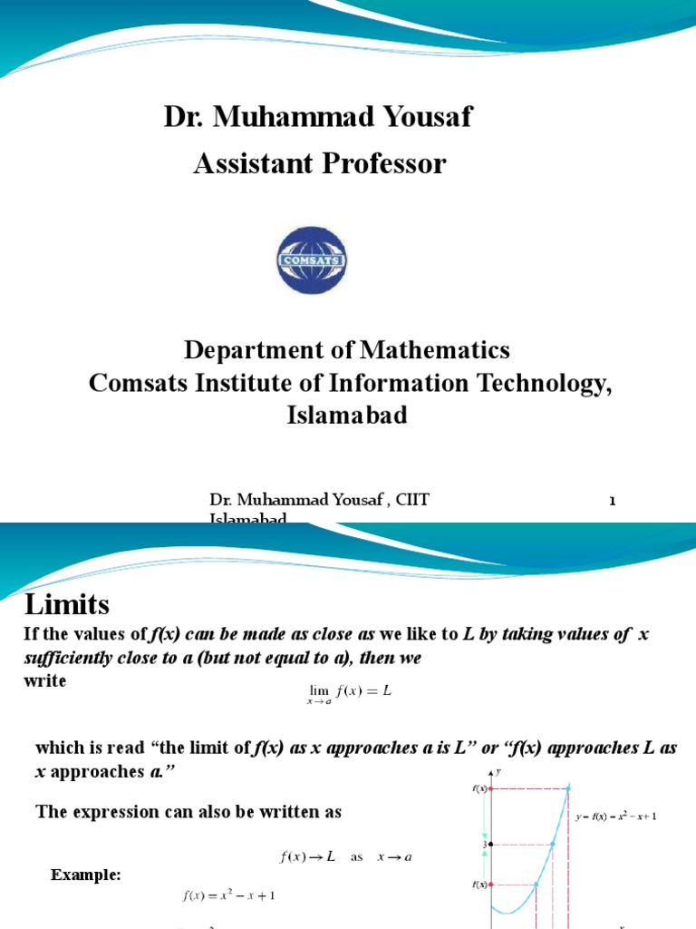 Dr. Muhammad Yousaf Assistant Professor: Department of Mathematics ...