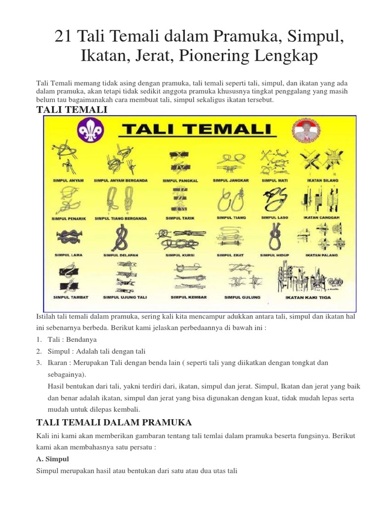 21 Tali Temali Dalam Pramuka | PDF