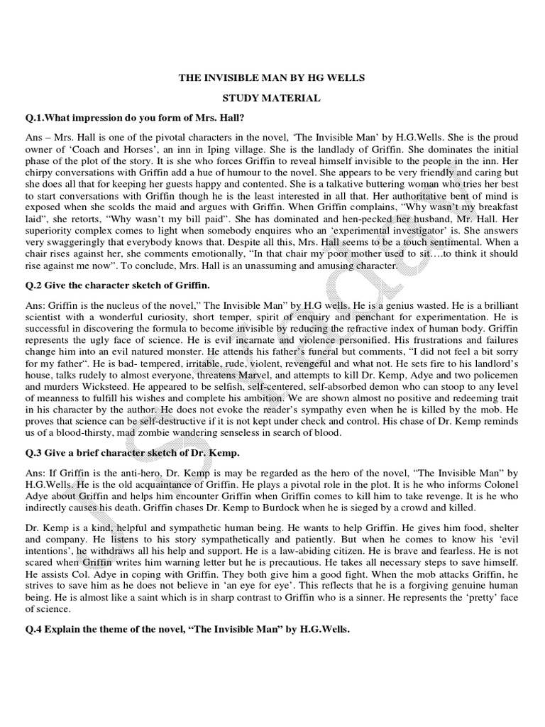 Novel Important | PDF | The Invisible Man