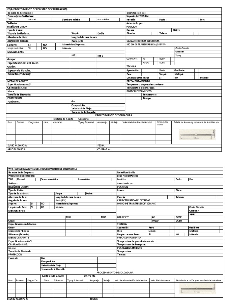 WPS-Y-PQR | Soldadura | Construcción