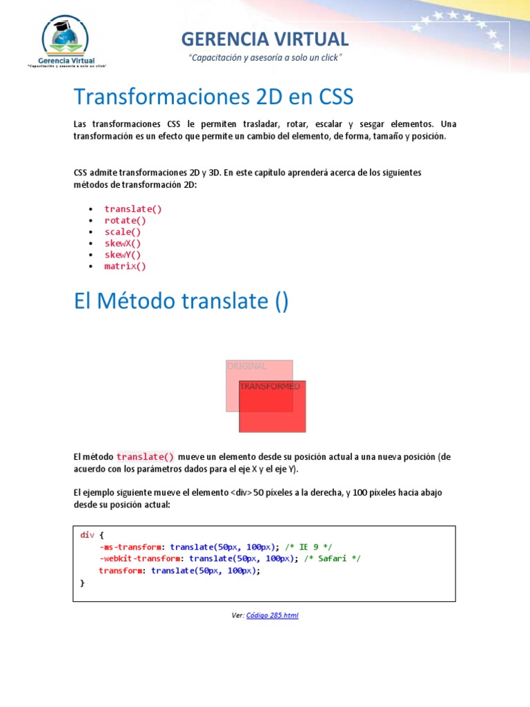 9 Transformaciones 2D en CSS PDF | PDF | Enseñanza de matemática ...