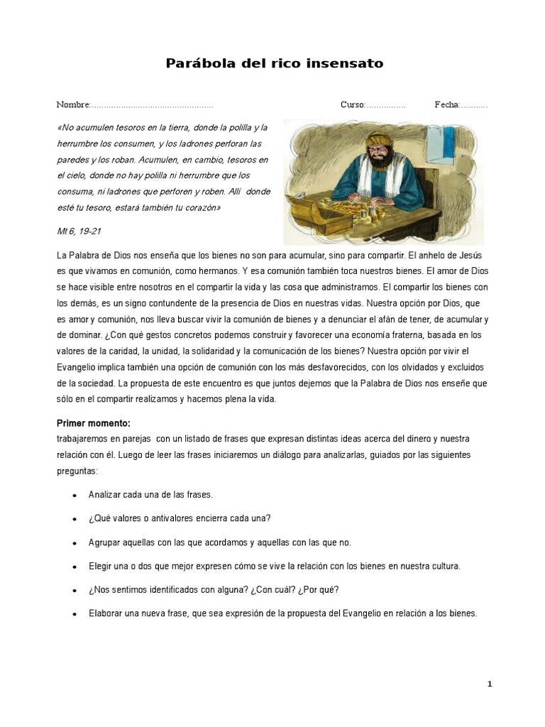 Parábola Del Rico Insensato | PDF | eucaristía | Riqueza
