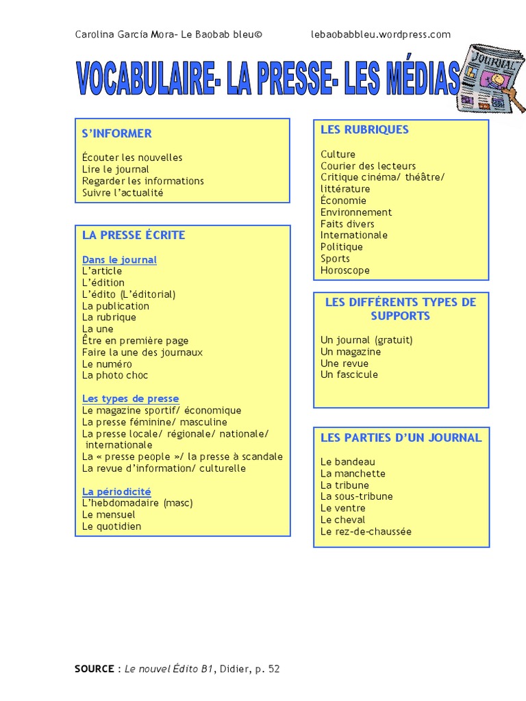 ++dossier de Vocabulaire Sur La Presse PDF | PDF | Journaux | Édition