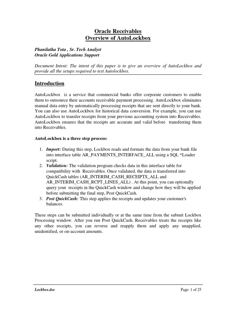 Lock Box | Receipt | Invoice | Free 30-day Trial | Scribd